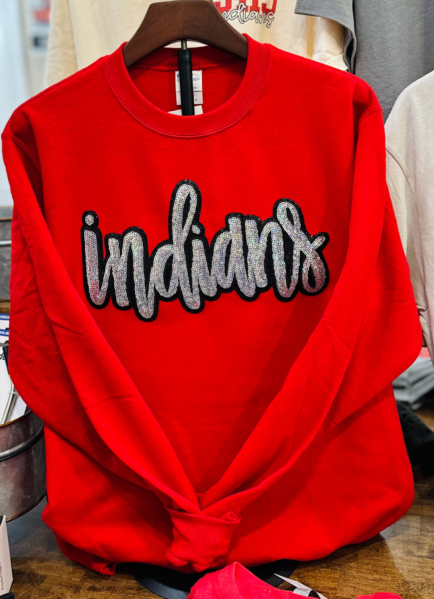 Indians Cursive Sequin Sweatshirt – Stitched & Stamped